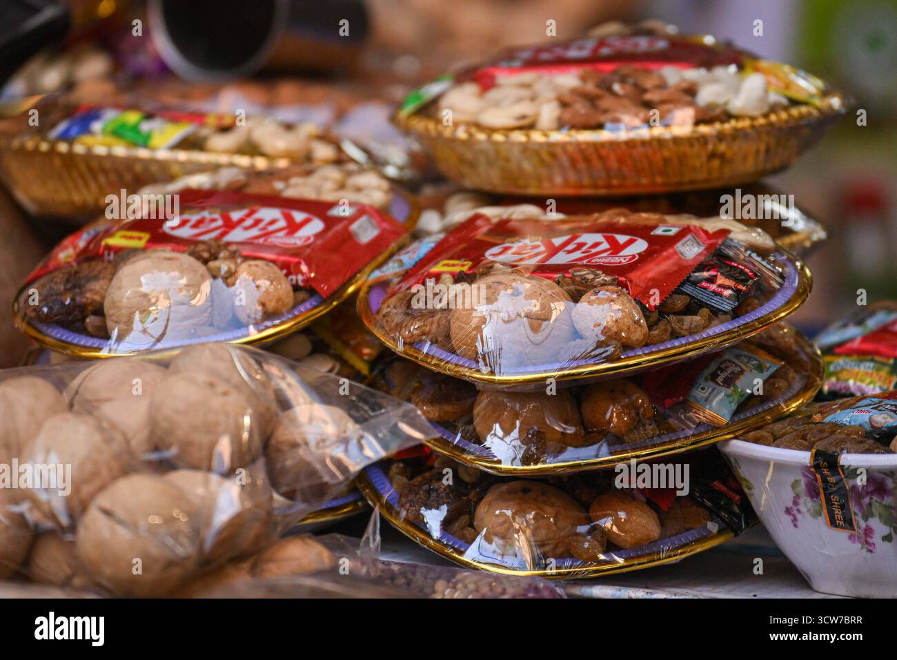 Kathmandu, Nepal. 10 October 2025. Dry fruit gift pouches with ...