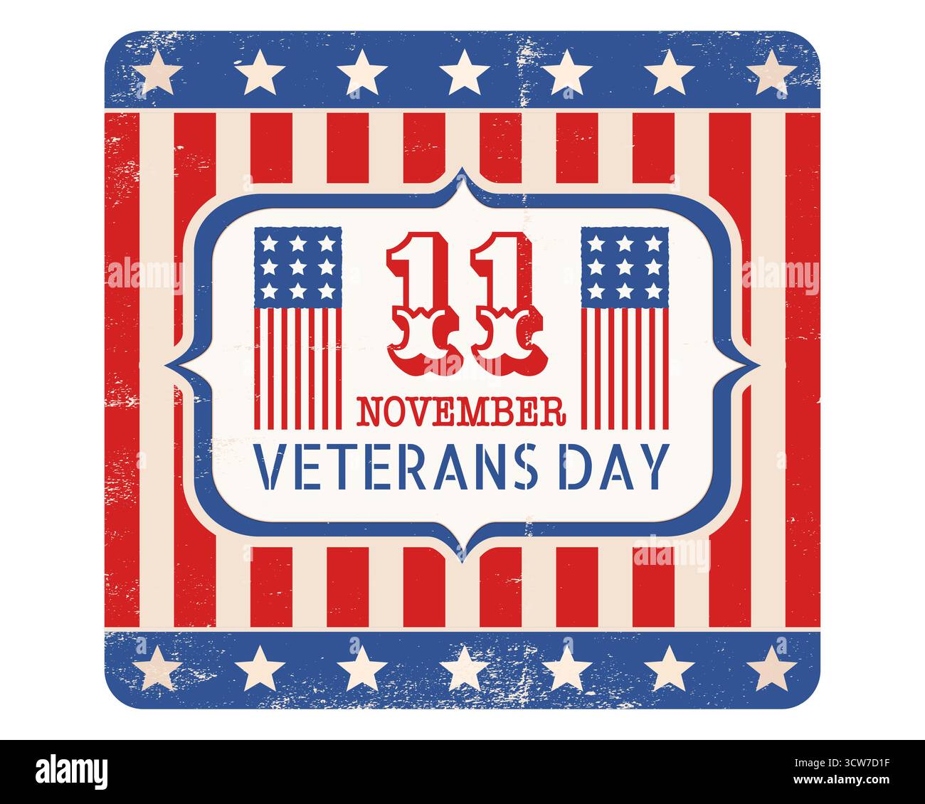 Vintage vector poster for Veterans day. Retro emblem for american ...