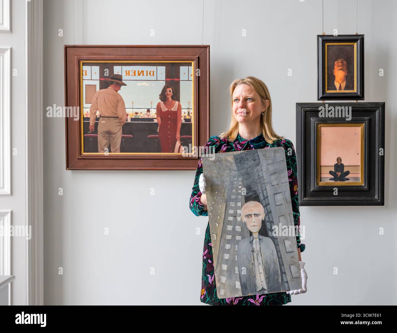 May Matthews (Managing Director) with paintings by Jack Vettraiano and ...