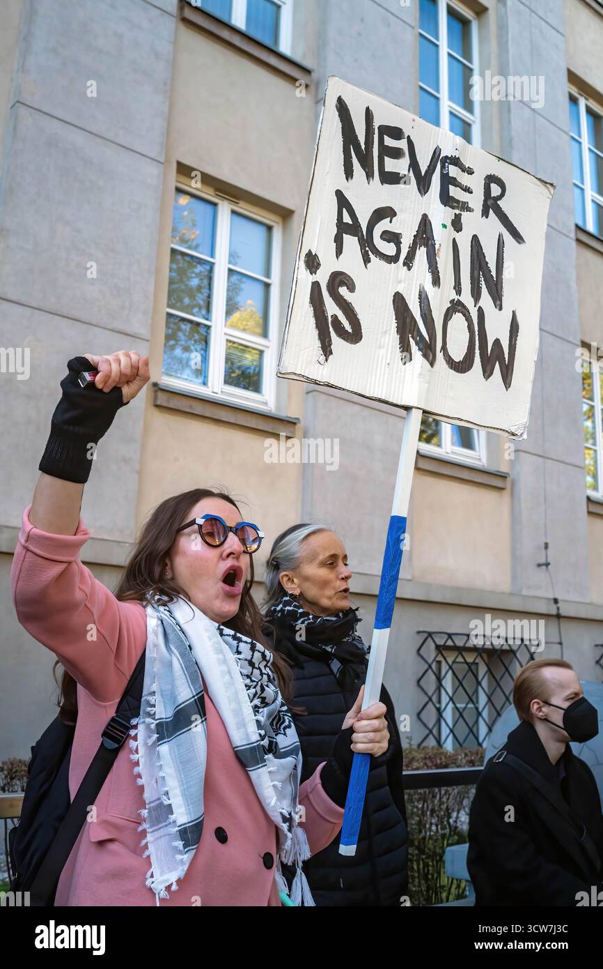 Warsaw, Mazovia, Poland. 2nd Oct, 2025. A protester chants while ...