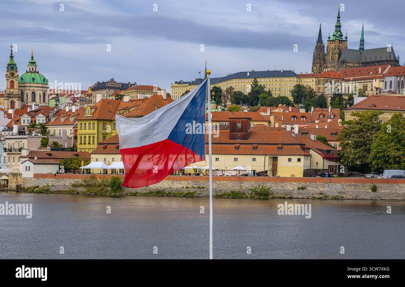Prague Castle St. Vitus Cathedral Czech Flag Historic Architecture ...