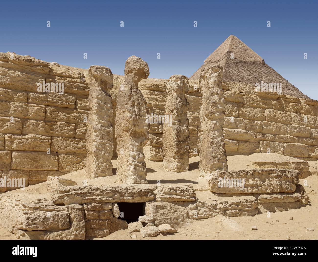 View from Fourth Dynasty tomb of Ra’wer III, to pyramid of Khafre, Giza ...
