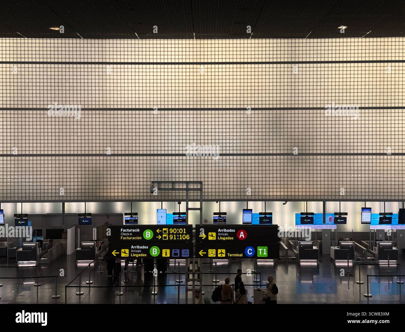 Barcelona, Spain – October 7, 2025: Check-in counters and terminal ...