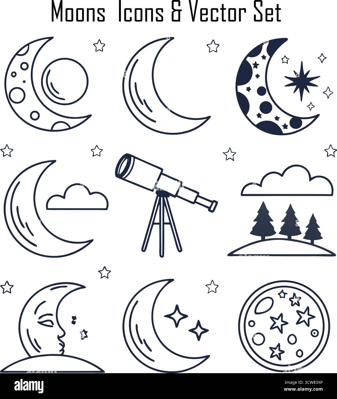 Moon waning Stock Vector Images - Alamy
