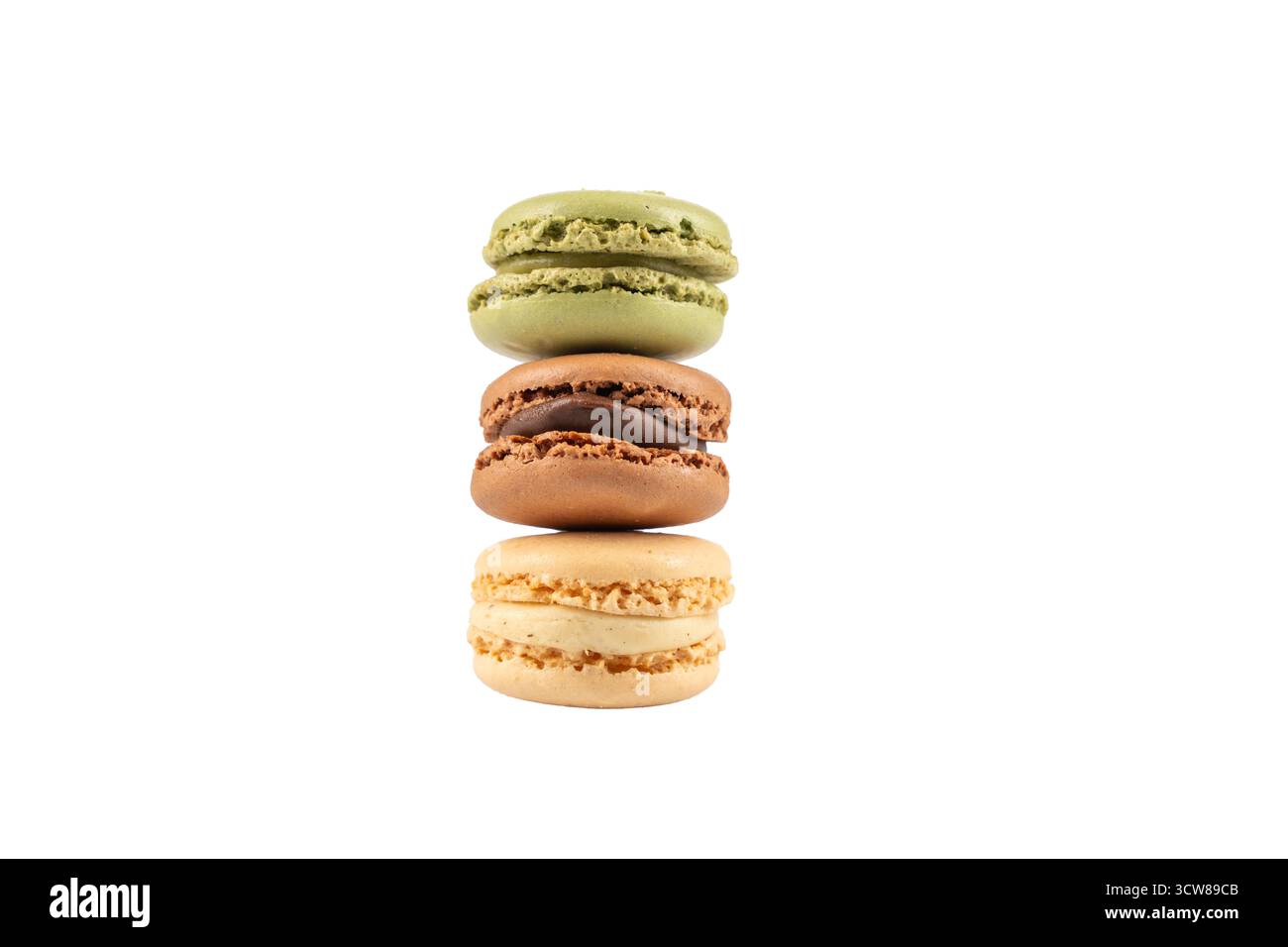 Macarons vertical stack three. Three macarons stacked vertically in ...