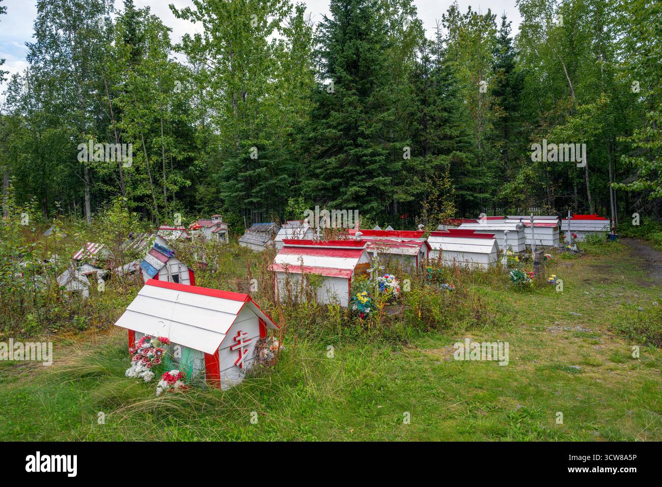 Traditional Dena’ina Athabascan spirit boxex in the cemetery of St ...
