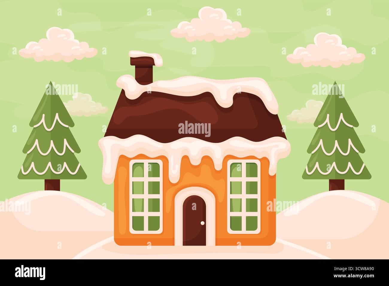 Cute cabin snow in Stock Vector Images - Alamy