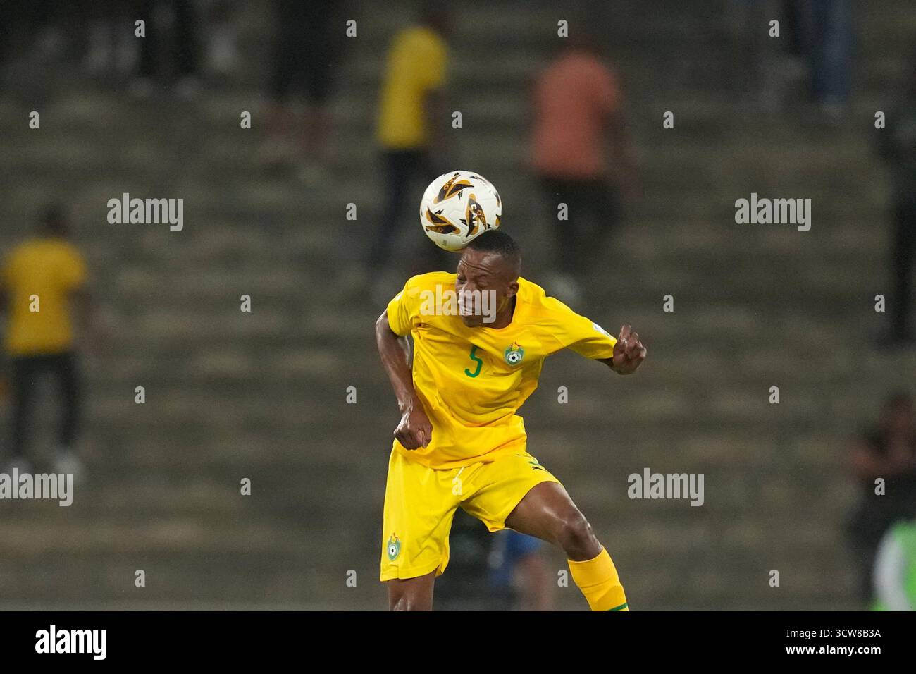 Zimbabwe's Divine Lunga heads the ball during a World Cup 2026 group C ...