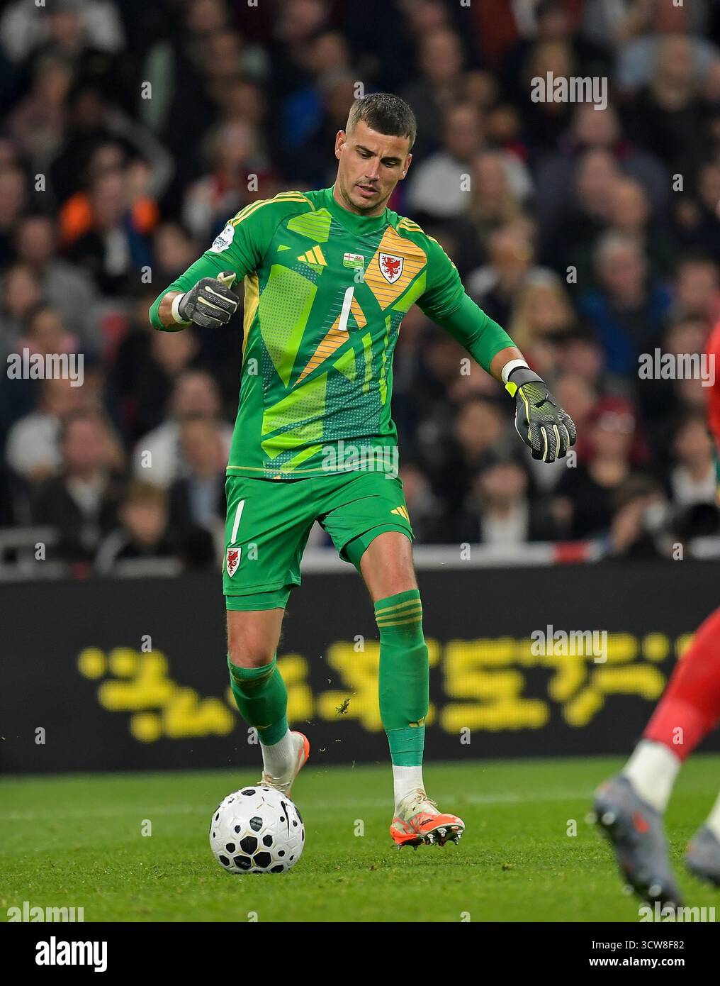 Karl Darlow of Wales in action during the International Friendly match ...