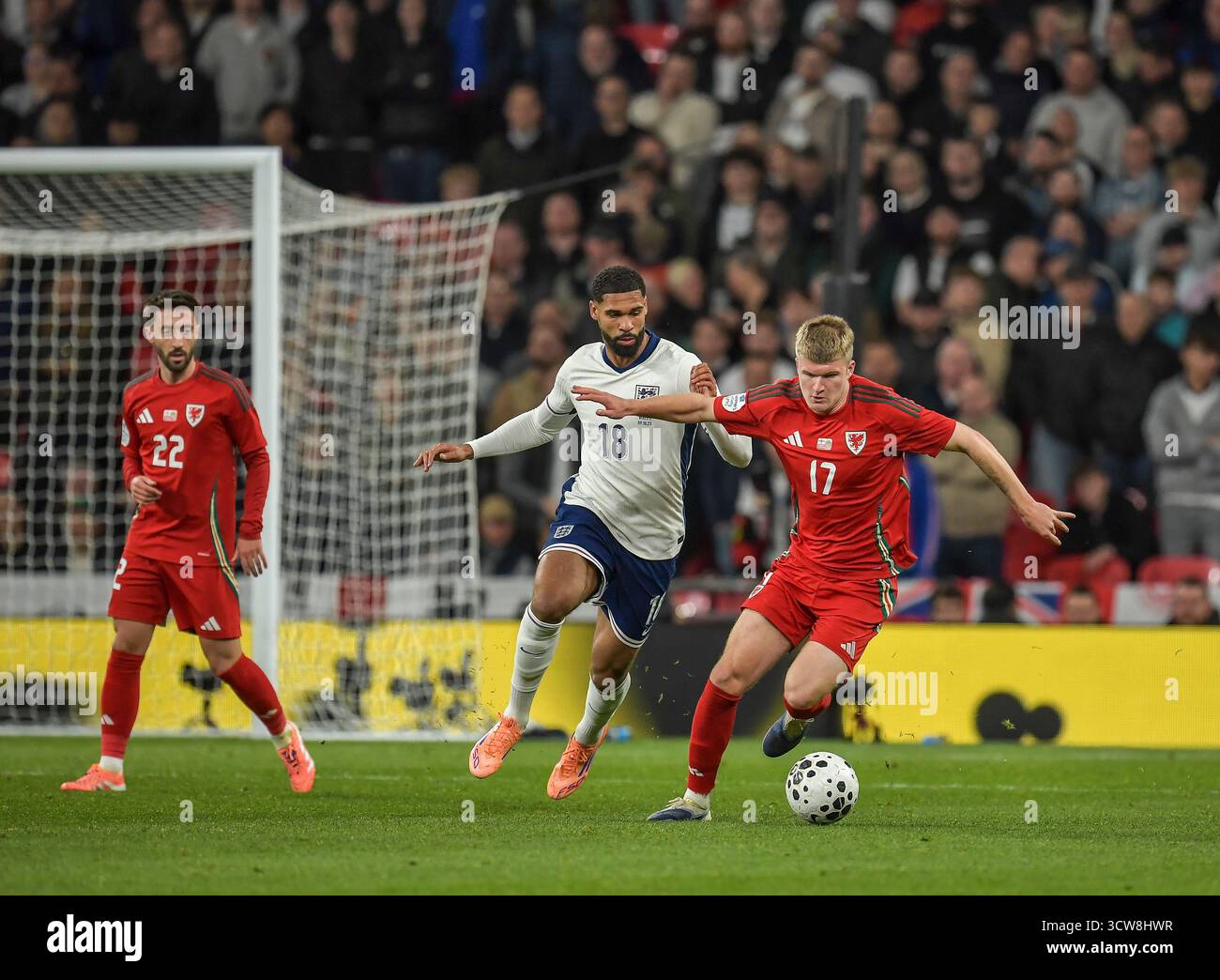 Ruben Loftus-Cheek of England and Jordan James of Wales in action ...