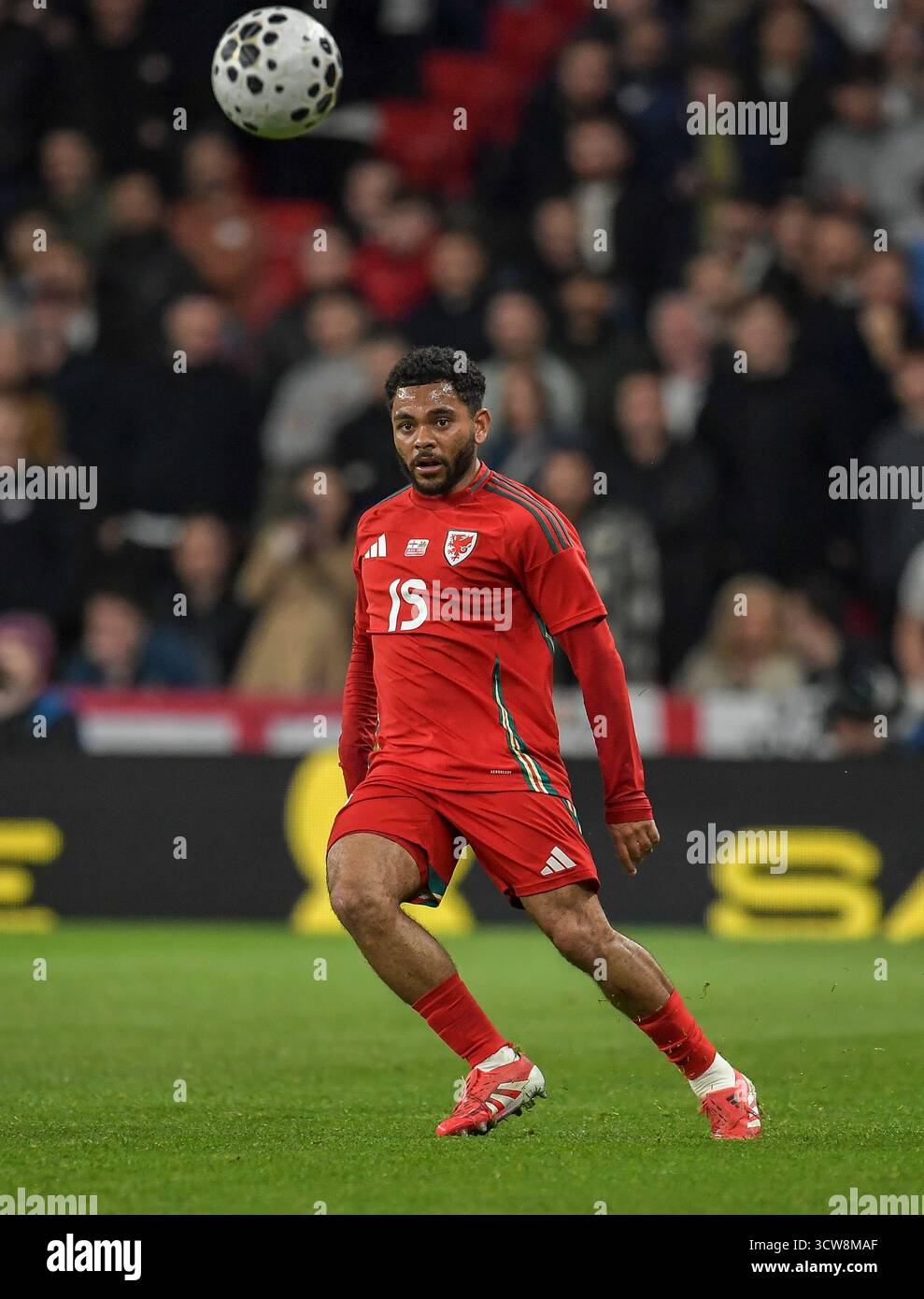 Jay Dasilva of Wales in action during the International Friendly match ...
