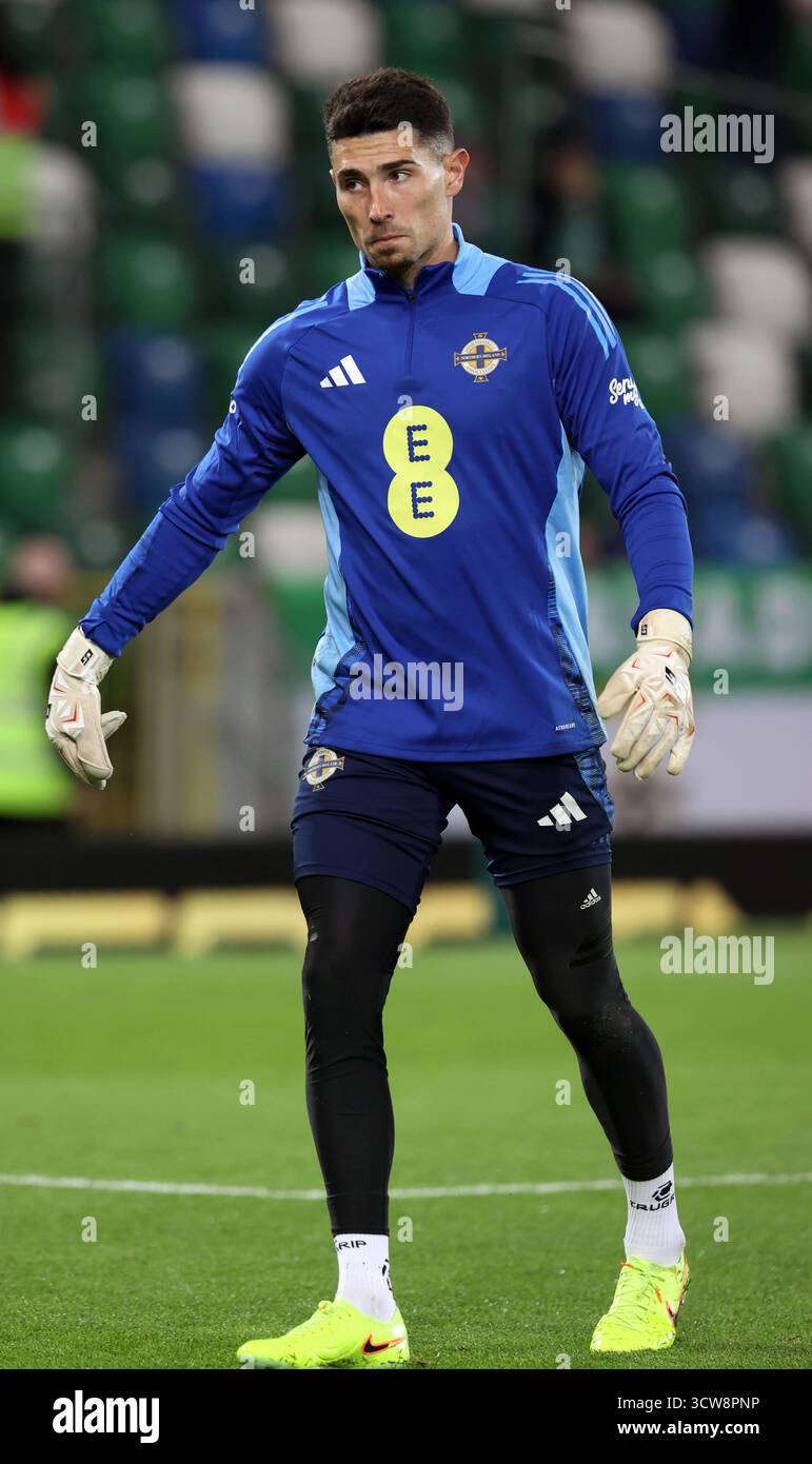 Northern Ireland goalkeeper Luke Southwood warming up before the FIFA ...