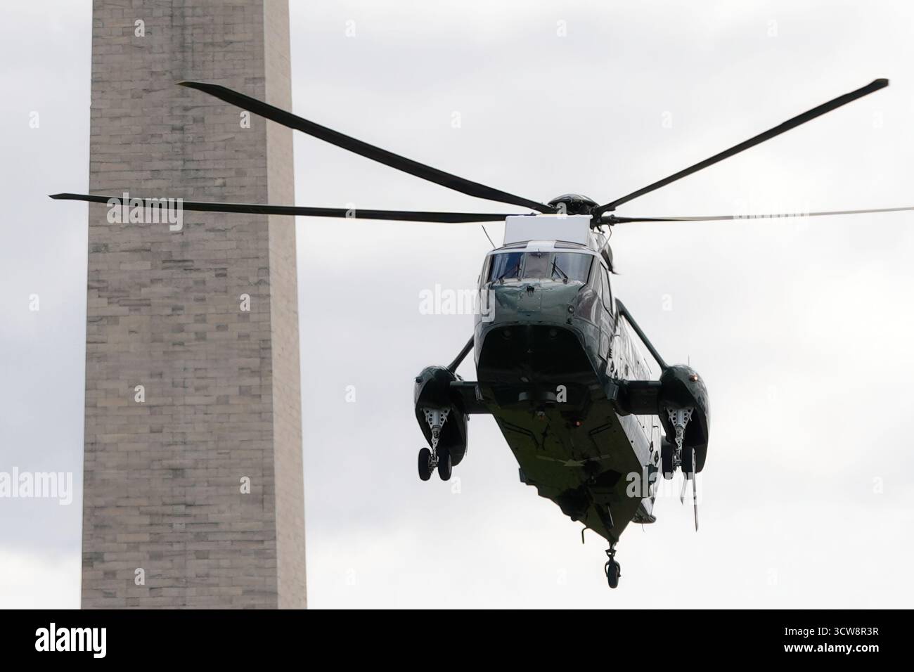 Marine One with President Donald Trump aboard, prepares to land on the ...