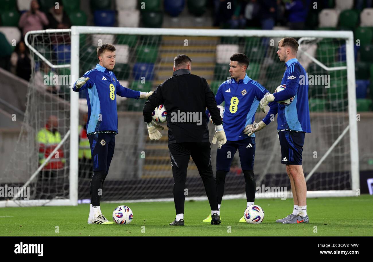 Northern Ireland goalkeepers Bailey Peacock-Farrell (left), Luke ...
