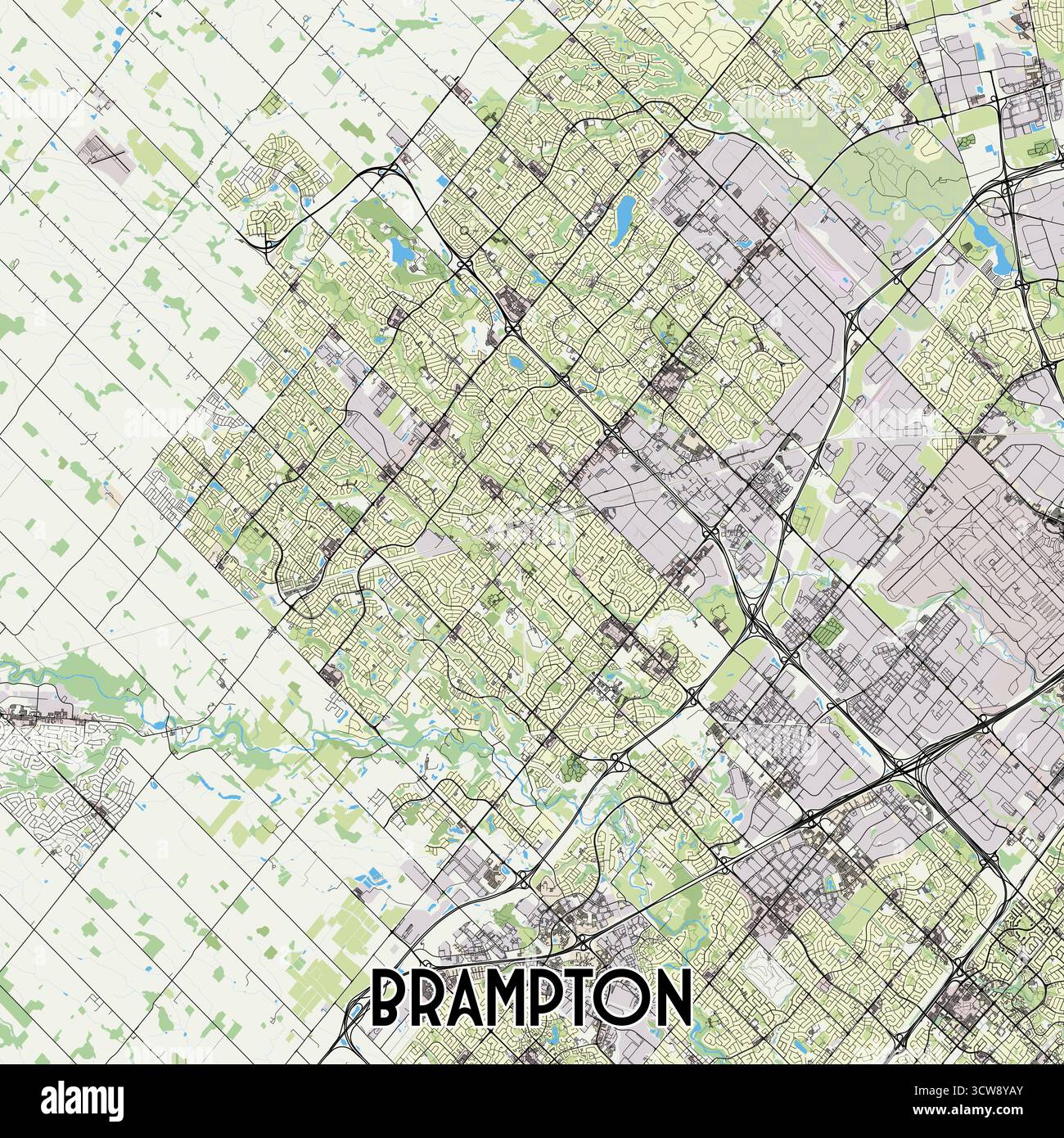 Detailed Map of Brampton, Ontario, Canada Stock Vector Image & Art - Alamy