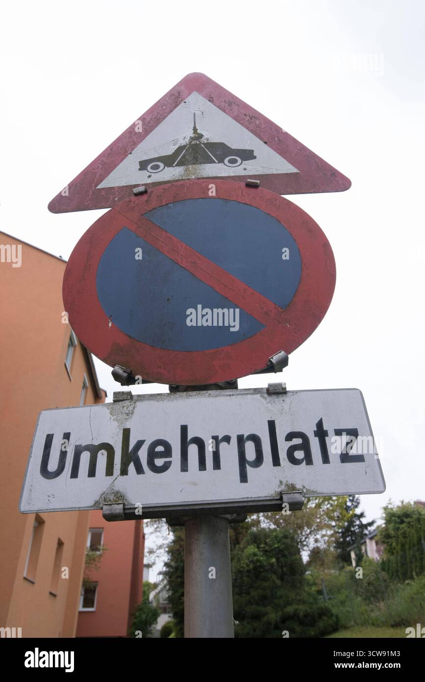 a turn prohibition or no turn traffic sign on the road a turn ...