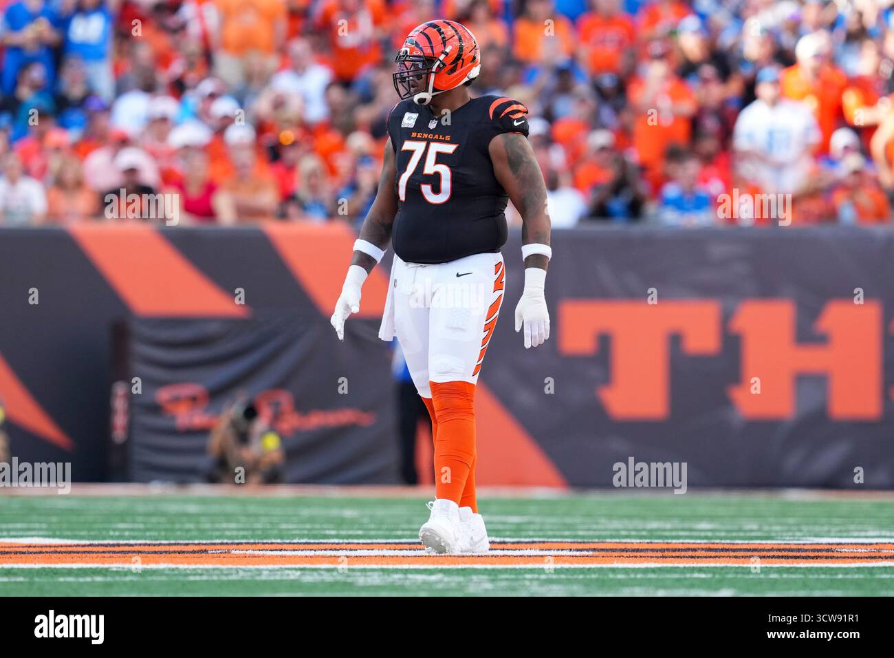 Cincinnati Bengals offensive tackle Orlando Brown (75) looks on during ...