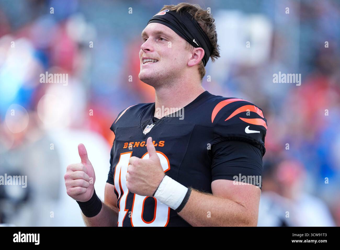 Cincinnati Bengals long snapper William Wagner gestures during an NFL football game against the ...
