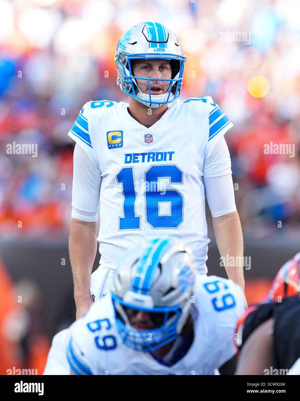 Detroit Lions quarterback Jared Goff (16) looks on during an NFL ...