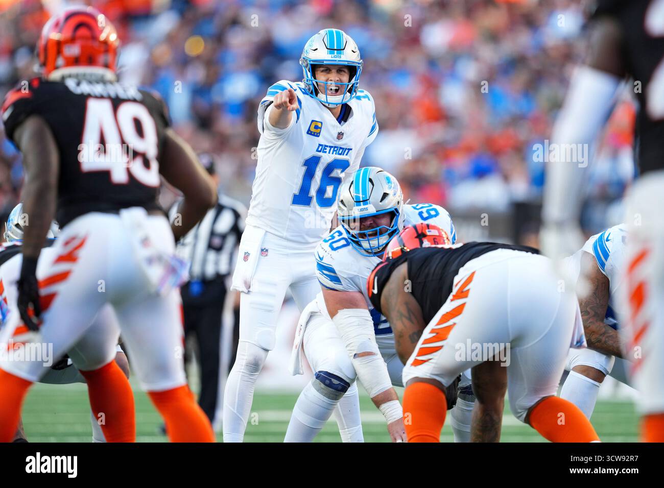 Detroit Lions quarterback Jared Goff (16) gestures during an NFL ...
