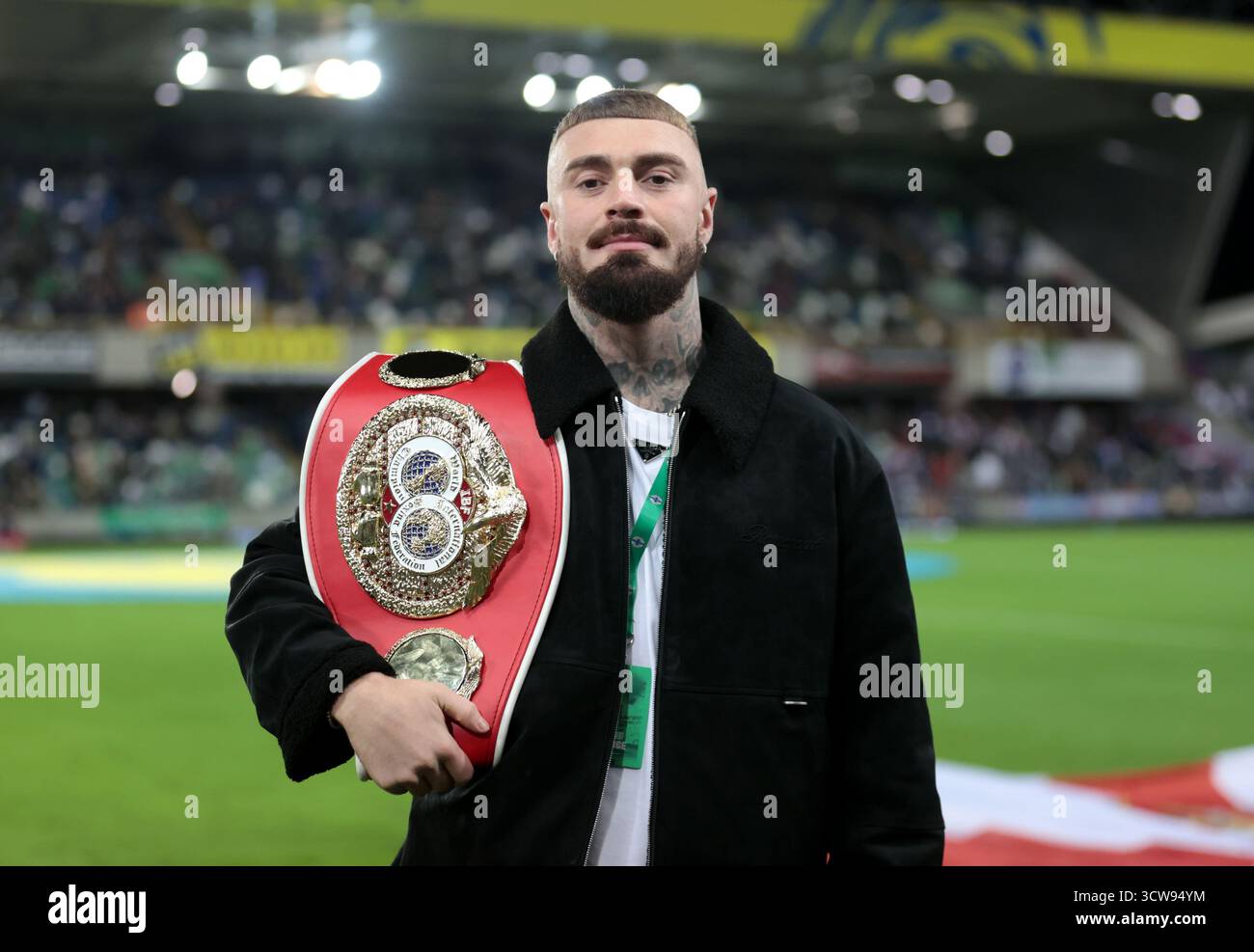 Professional boxer Lewis Crocker with his IBF welterweight belt before ...