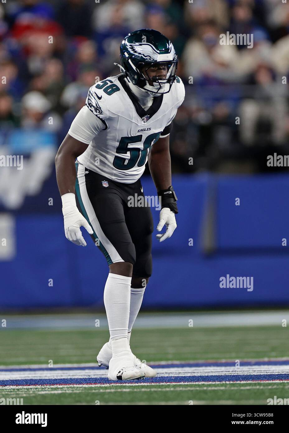 Philadelphia Eagles linebacker Jalyx Hunt (58) defends during the first ...