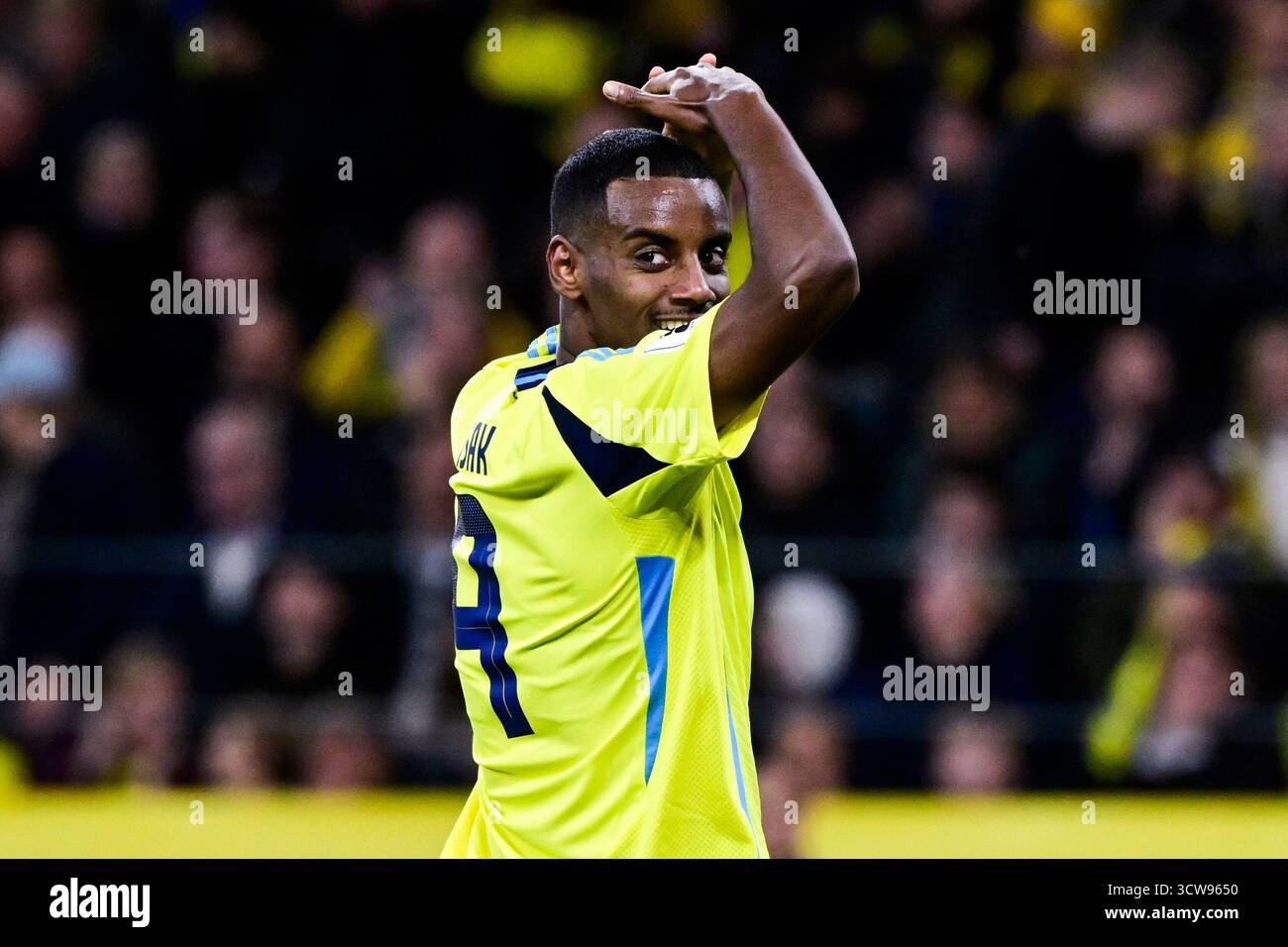 Stockholm, Sweden. 10th Oct, 2025. Sweden's Alexander Isak after his ...