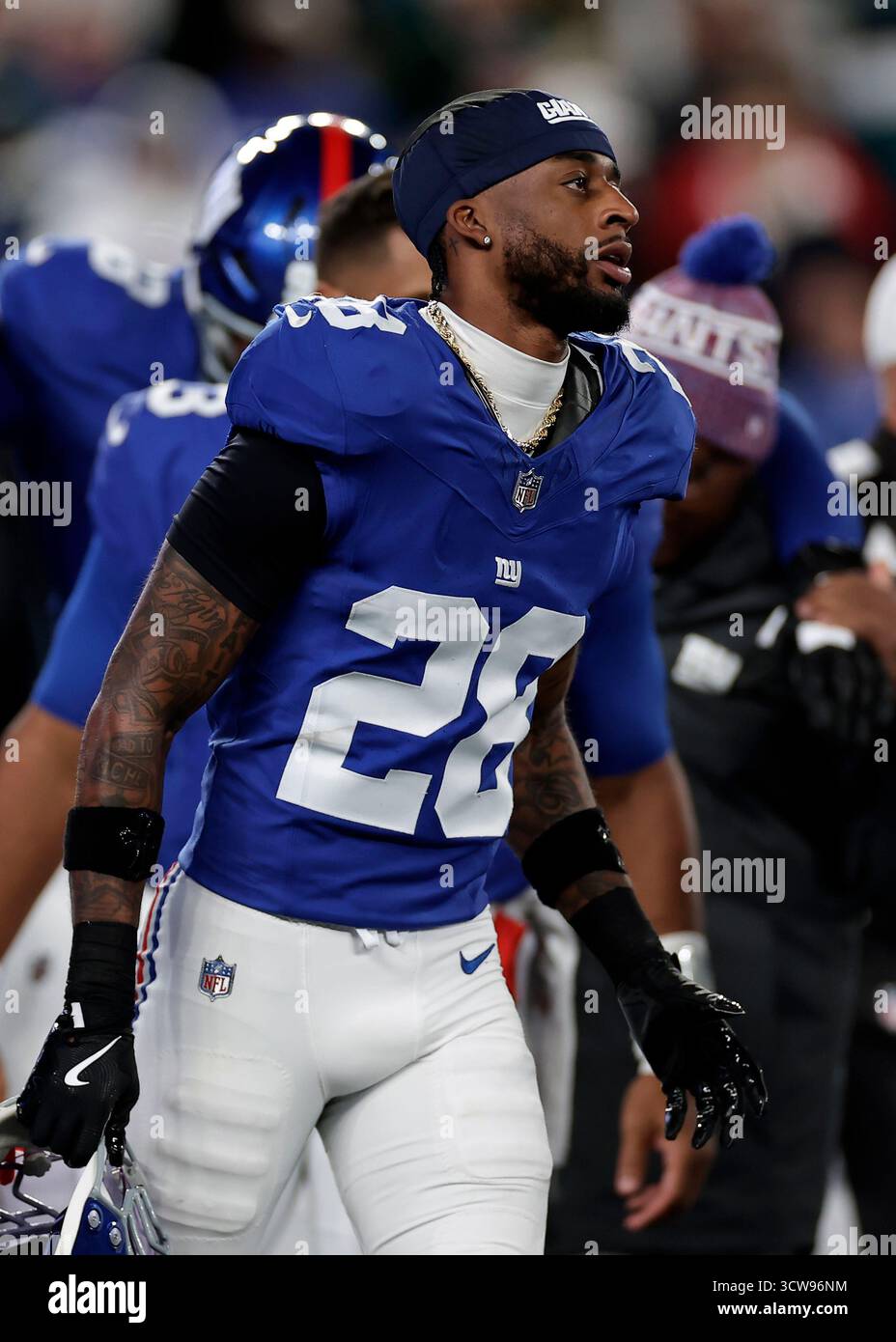 New York Giants cornerback Cordale Flott (28) runs during the first ...