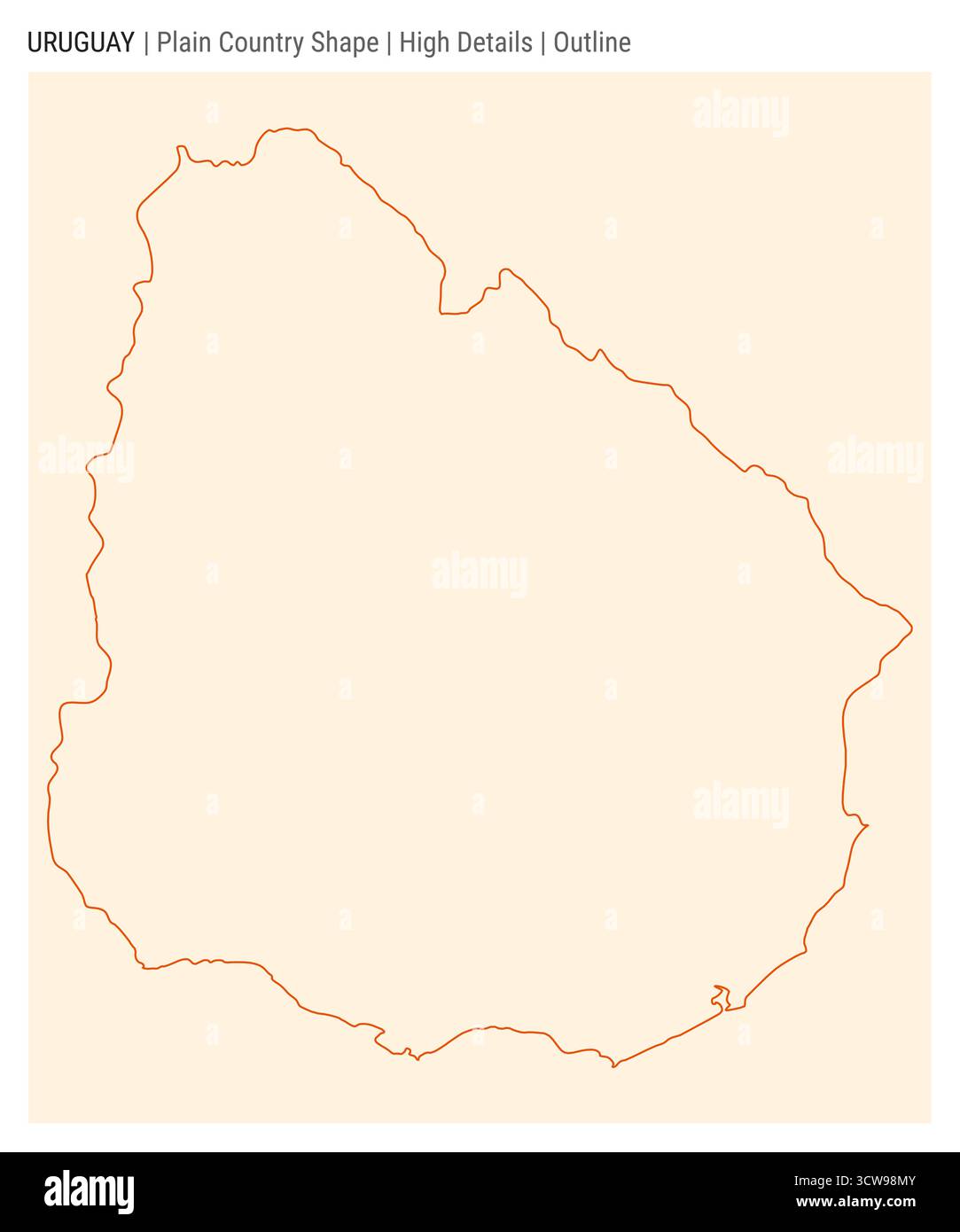 Uruguay plain country map. High Details. Outline style. Shape of ...