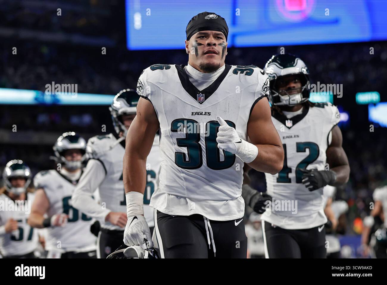 Philadelphia Eagles tight end Cameron Latu (36) runs off the field ...