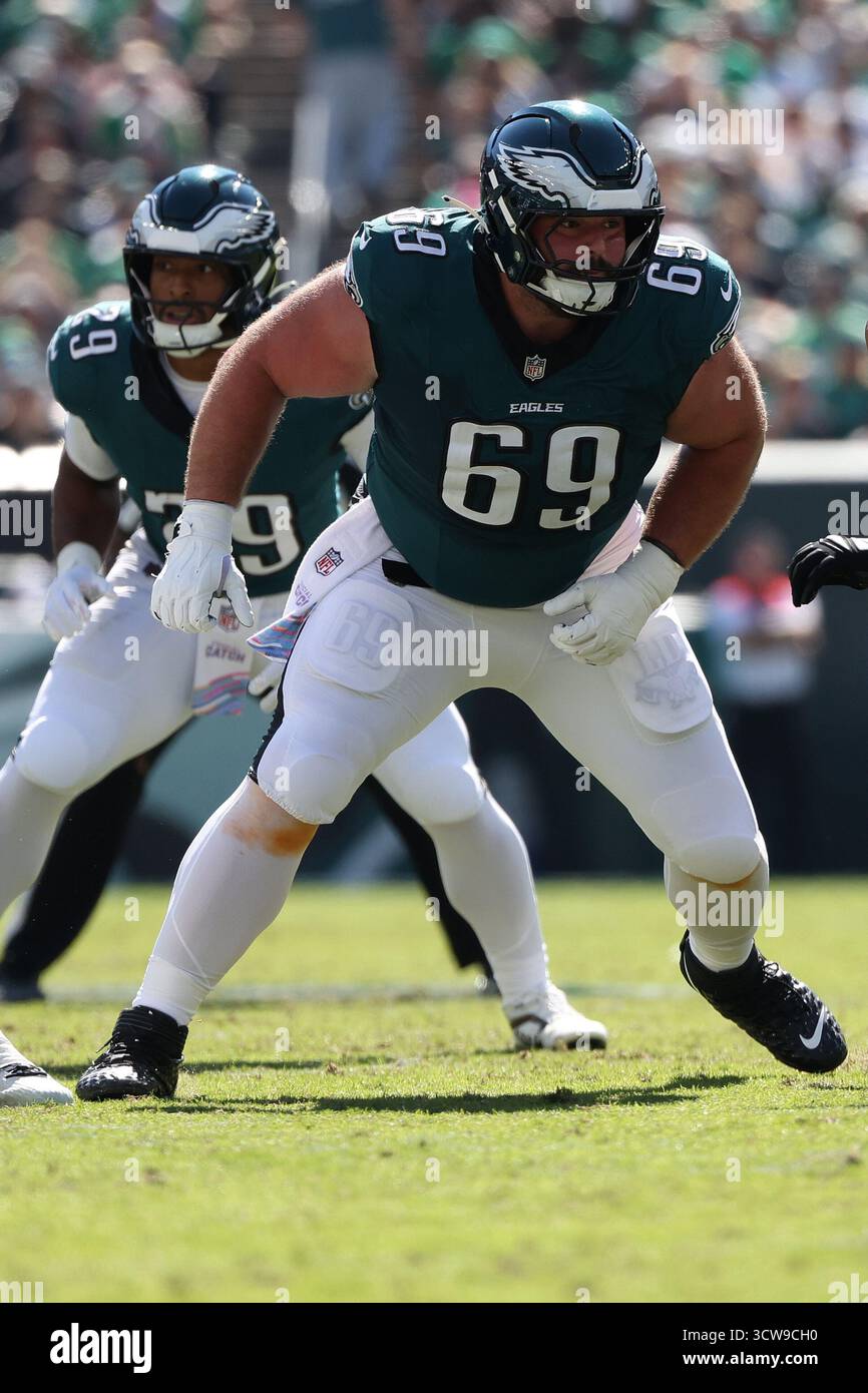 Philadelphia Eagles guard Landon Dickerson (69) blocks during an NFL ...