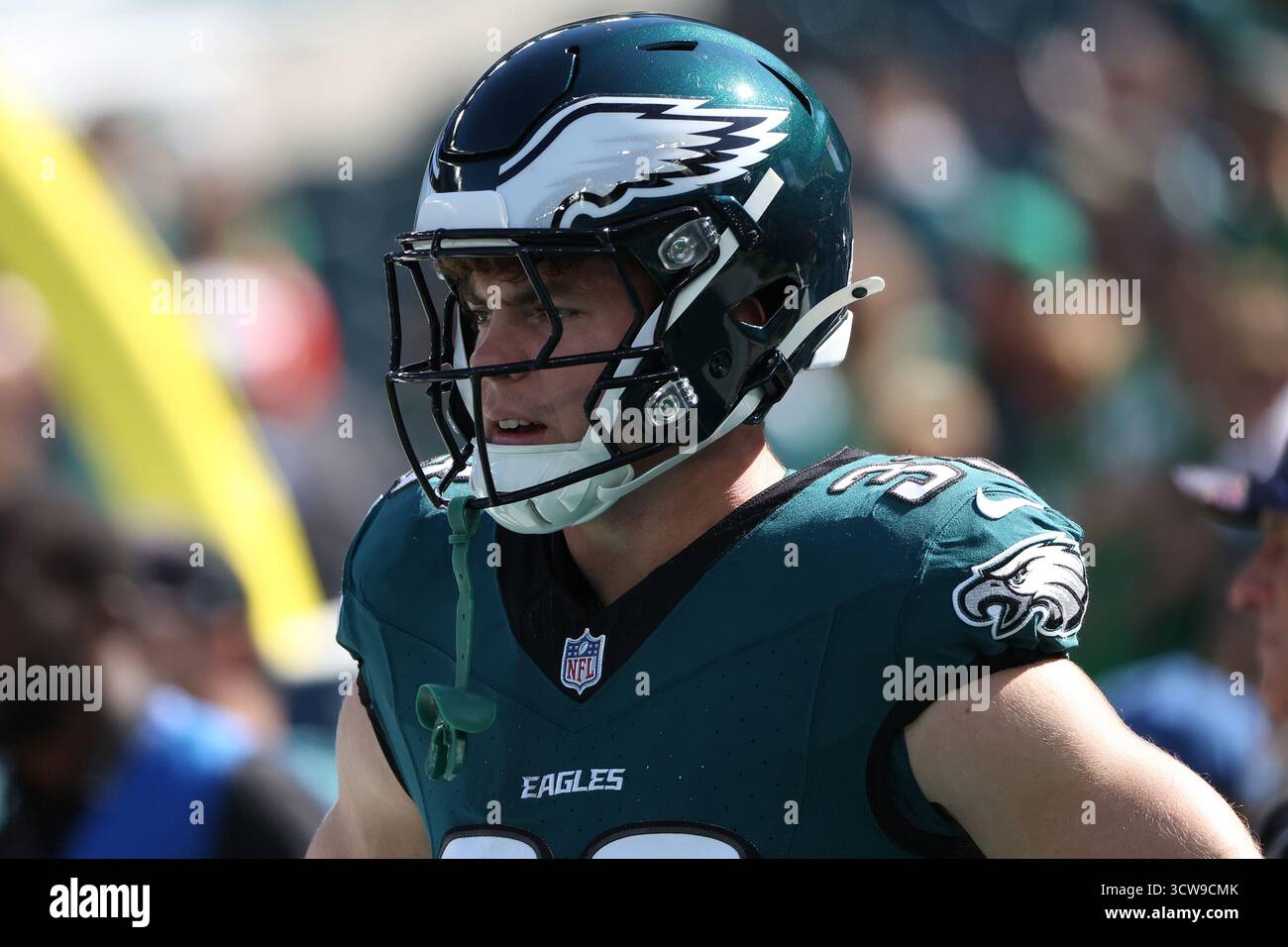 Philadelphia Eagles cornerback Cooper Dejean (33) looks on before an ...