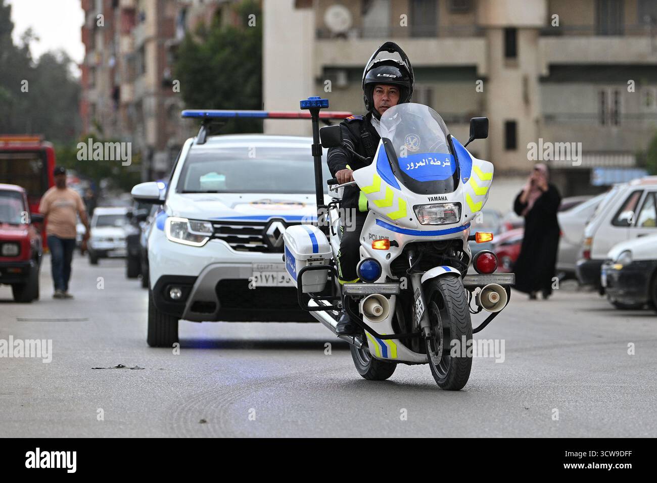 Ismailia, Egypt – A traffic police officer rides a motorcycle while ...
