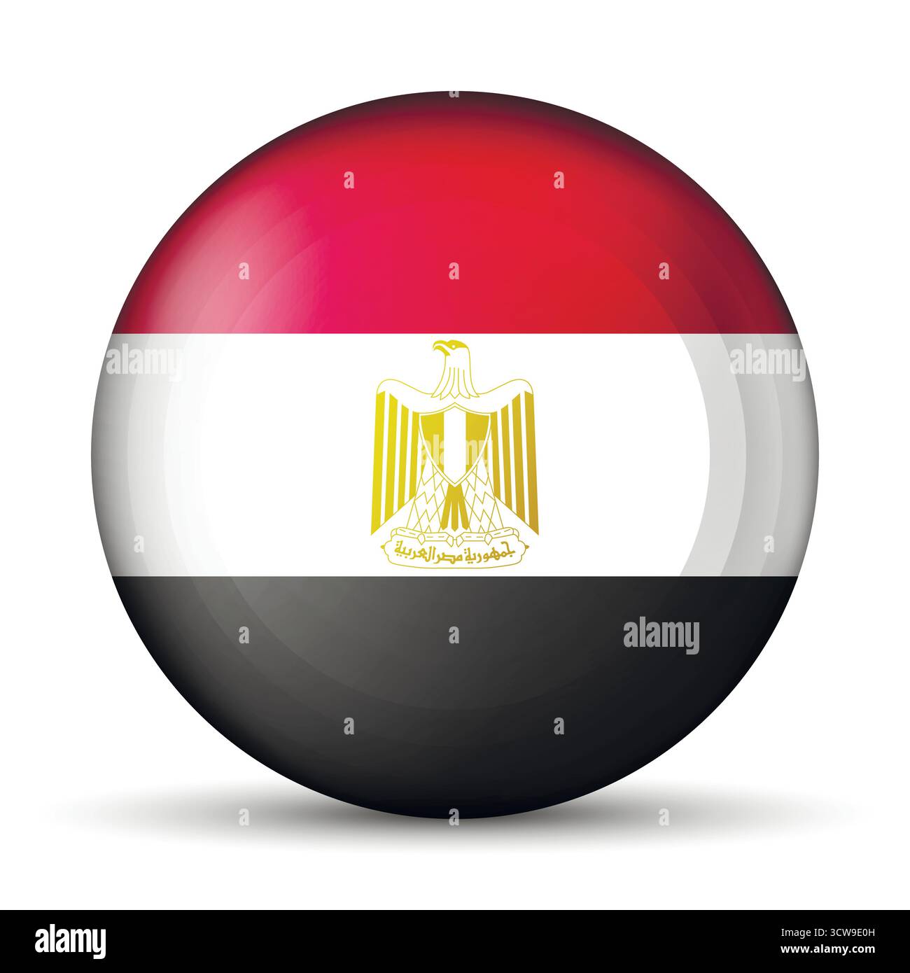 Glass light ball with flag of Egypt. Round sphere, template icon ...