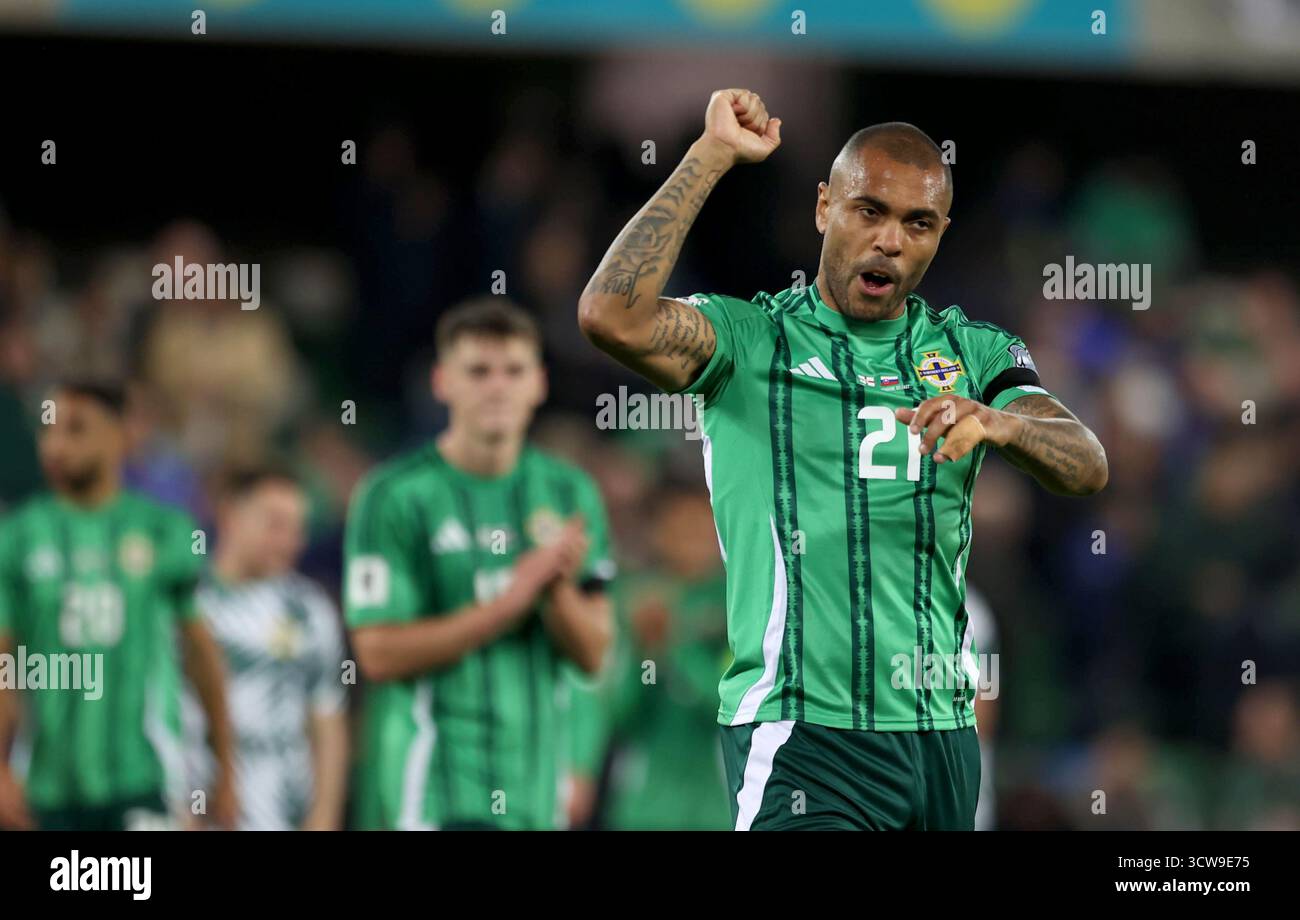 Northern Ireland's Josh Magennis salutes the fans after the FIFA World ...