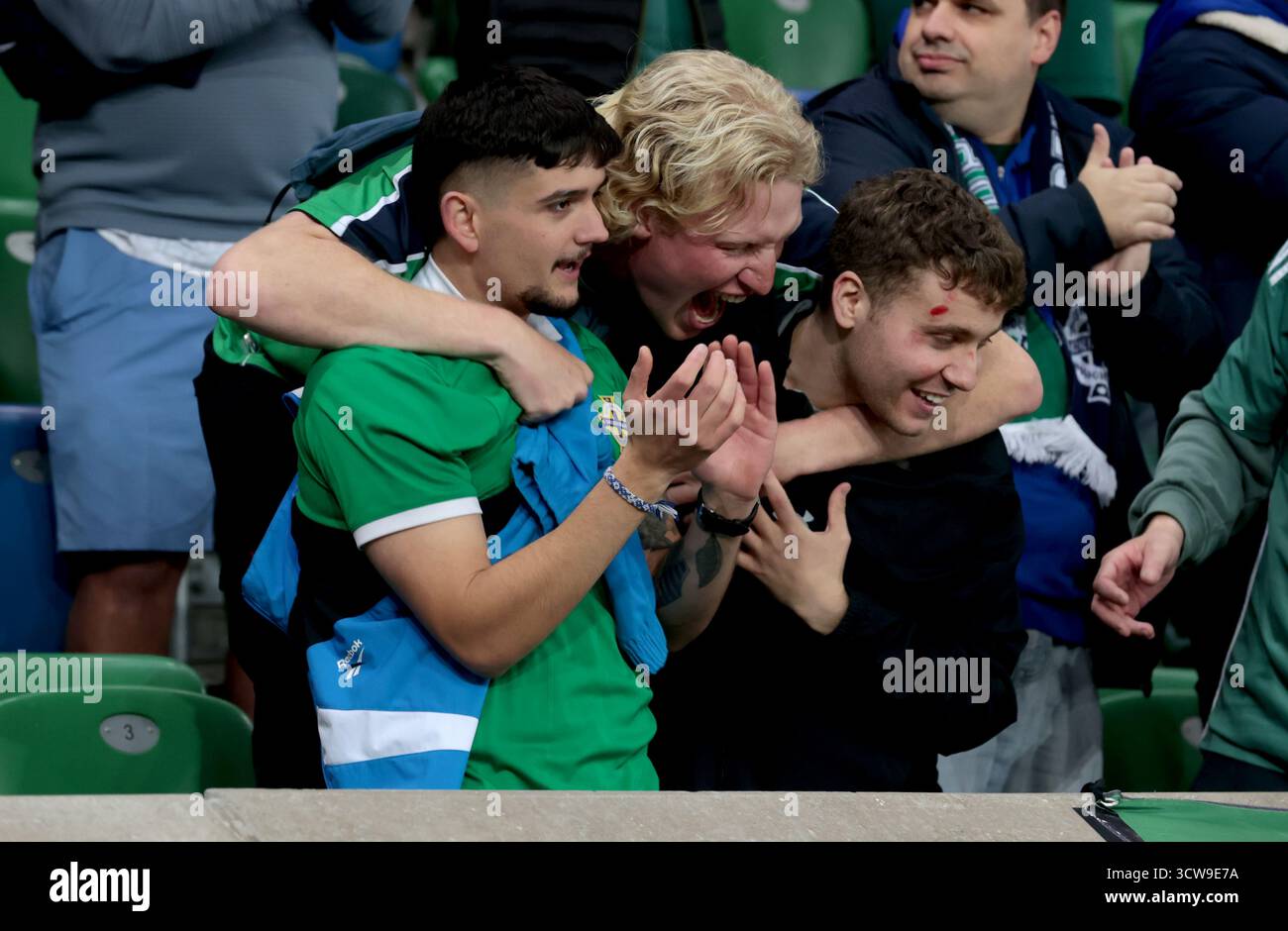 Northern Ireland fans celebrate in the stands after the FIFA World Cup ...