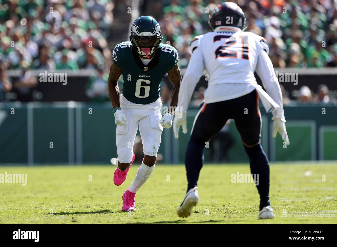 Philadelphia Eagles wide receiver Devonta Smith (6) runs a route ...