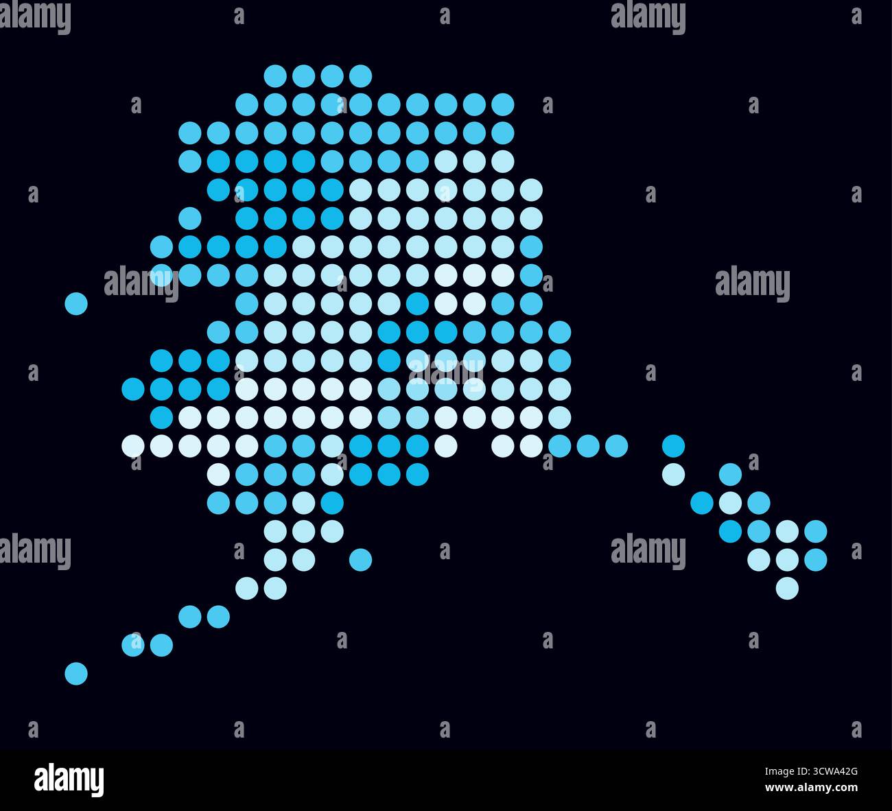 Alaska dotted map. Digital style map of the state on a dark background ...