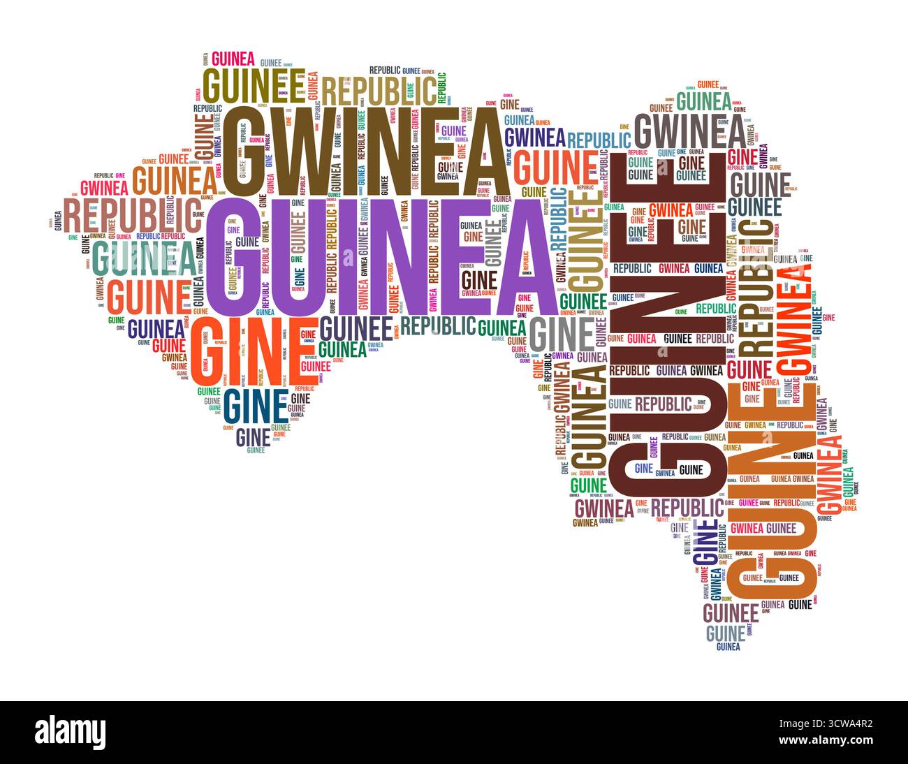 Guinea country shape word cloud. Typography style country illustration ...