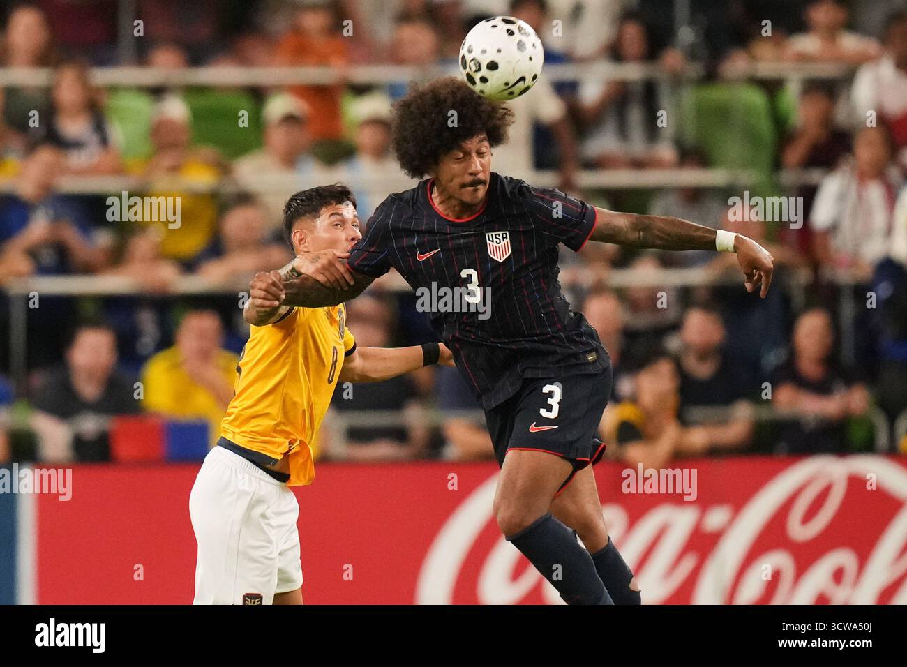 United States defender Chris Richards (3) heads the ball away from ...