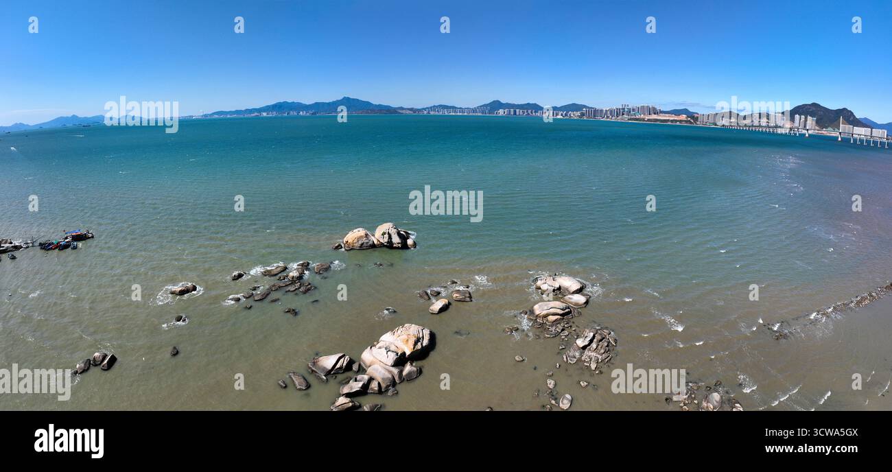 Aerial photography of Tianlong Temple in Xunliao Bay Chisha Coastal ...