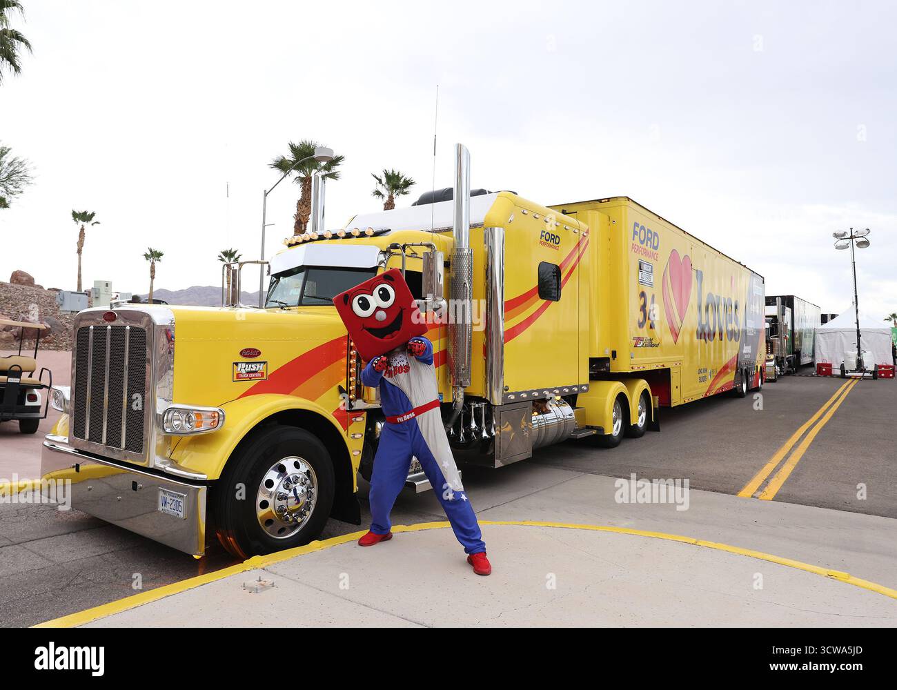 LAS VEGAS, NV - OCTOBER 10: LVMS mascot Pit Boss poses for a photo as ...