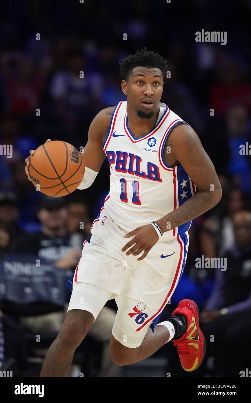 Philadelphia 76ers' Justin Edwards plays during a preseason NBA ...