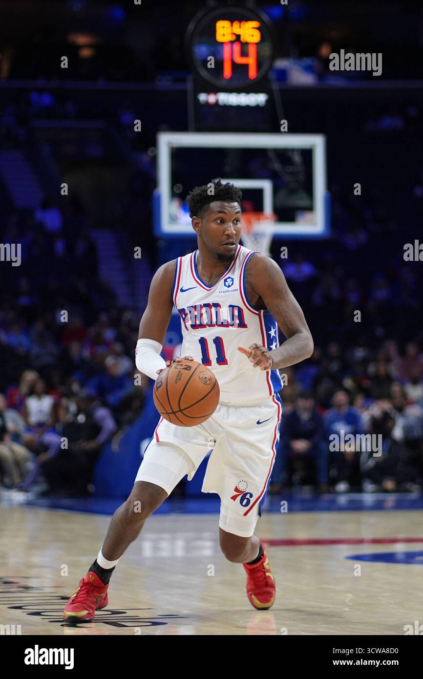 Philadelphia 76ers' Justin Edwards plays during a preseason NBA ...