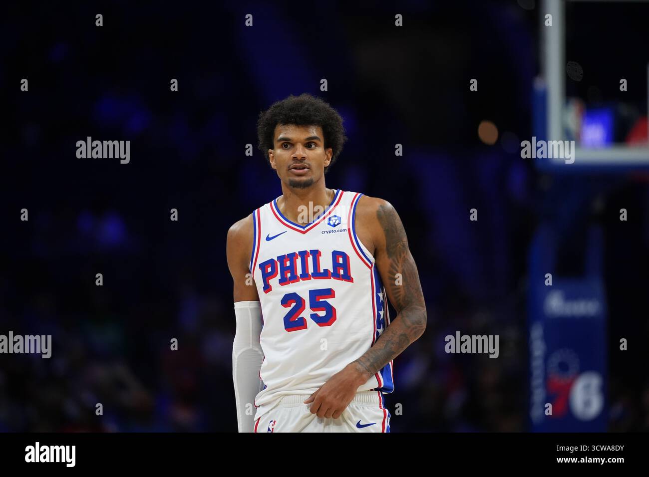 Philadelphia 76ers' Dominick Barlow plays during a preseason NBA ...