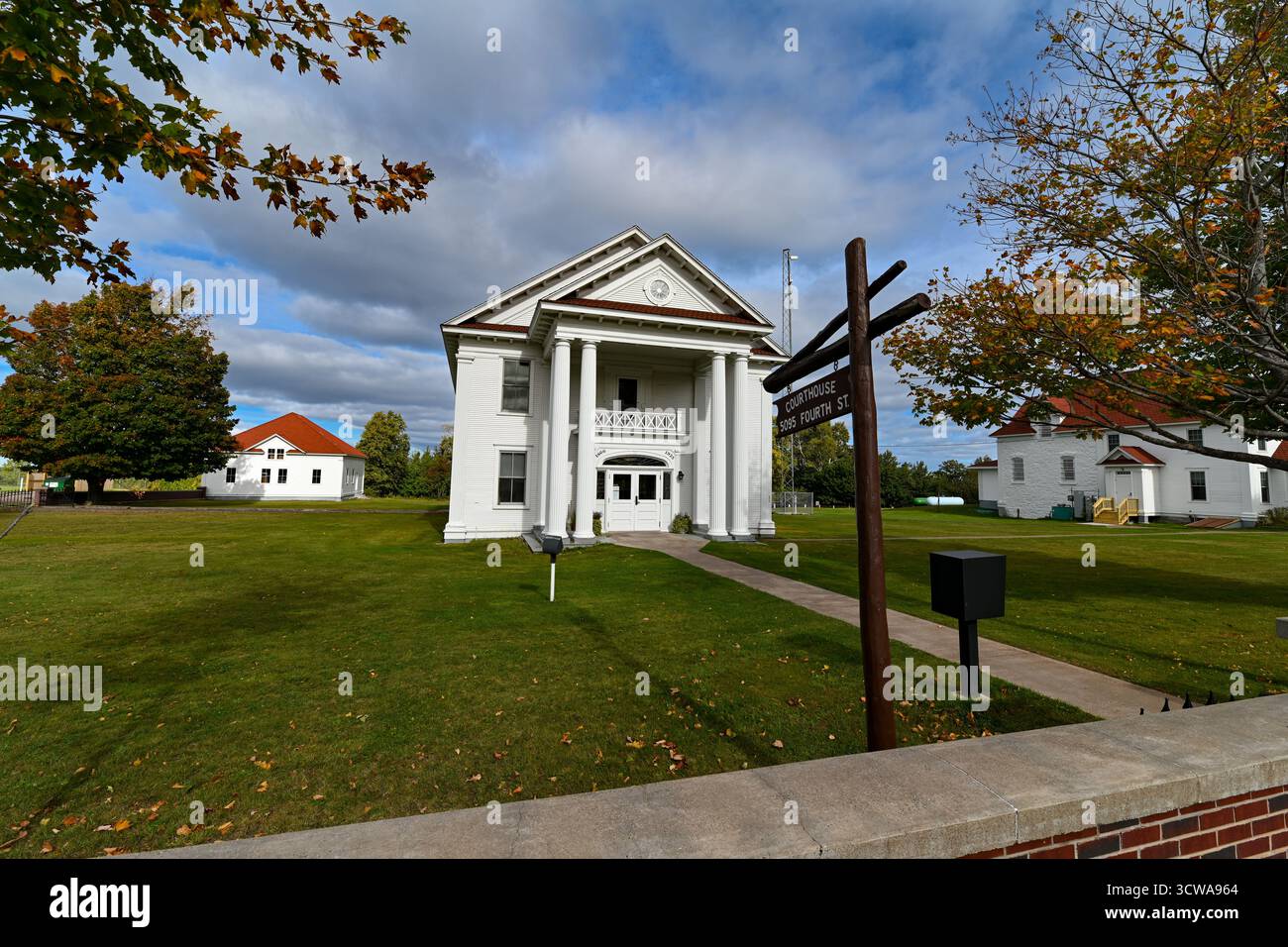 Keweenaw County Courthouse in Eagle River Michigan with autumn trees ...