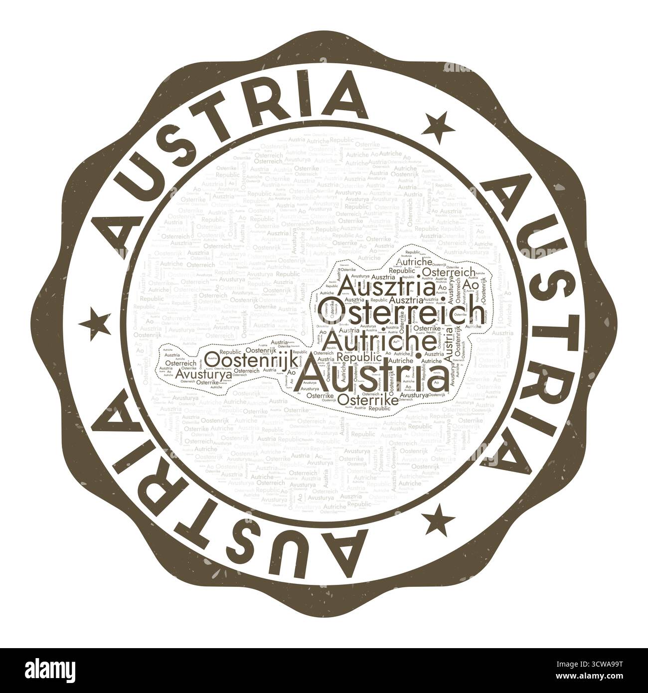 Austria logo. Beautiful country badge with word cloud in the shape of ...