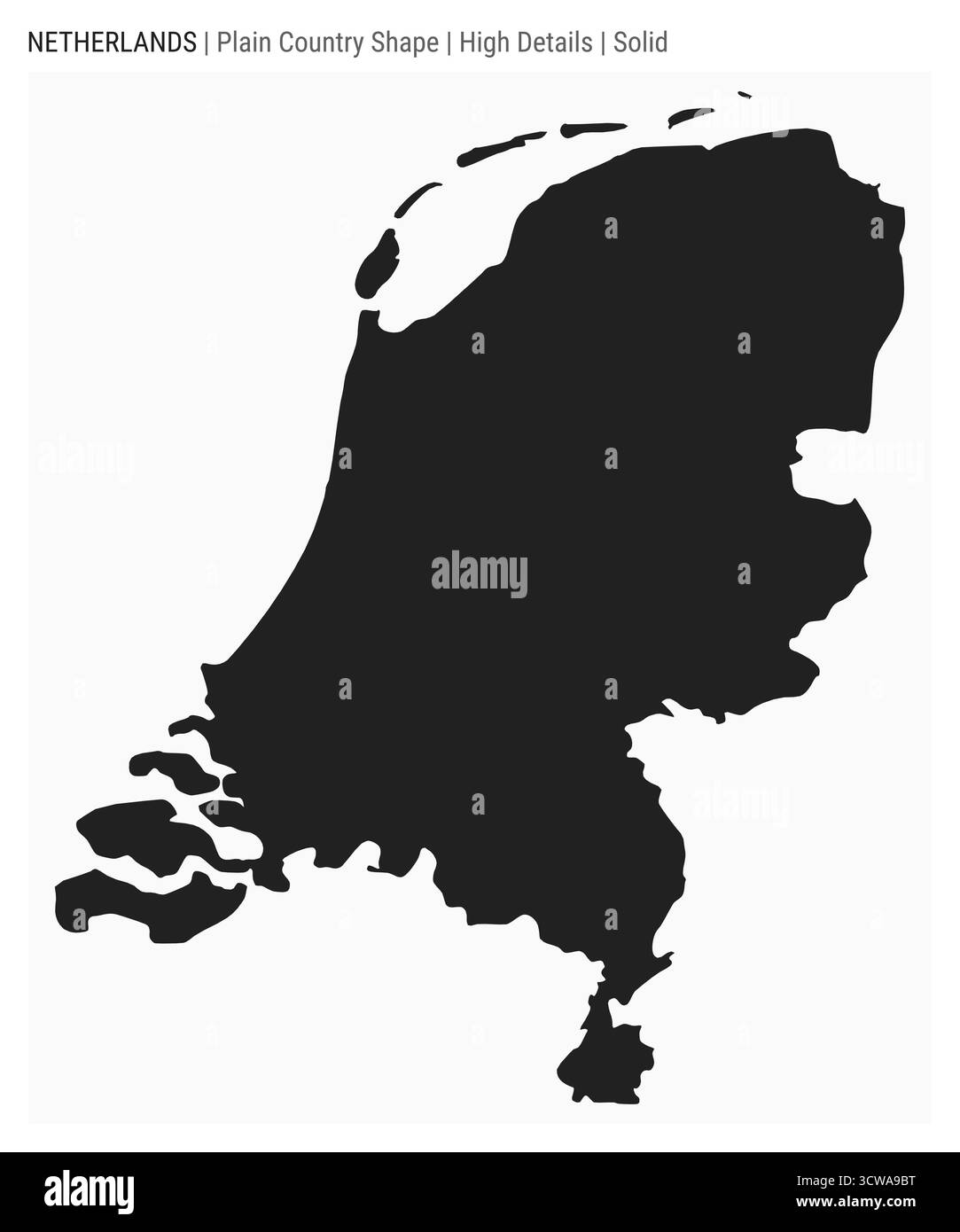Netherlands plain country map. High details. Solid style. Shape of ...