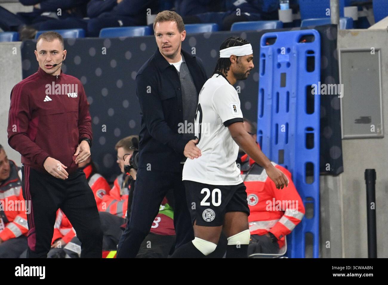 National coach Julian NAGELSMANN (GER) with Serge GNABRY (GER) after ...
