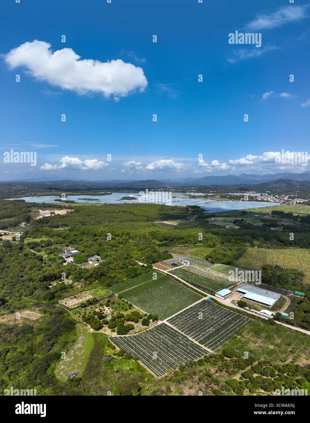 Aerial photography of the main dam area of Baipenzhu Reservoir in ...